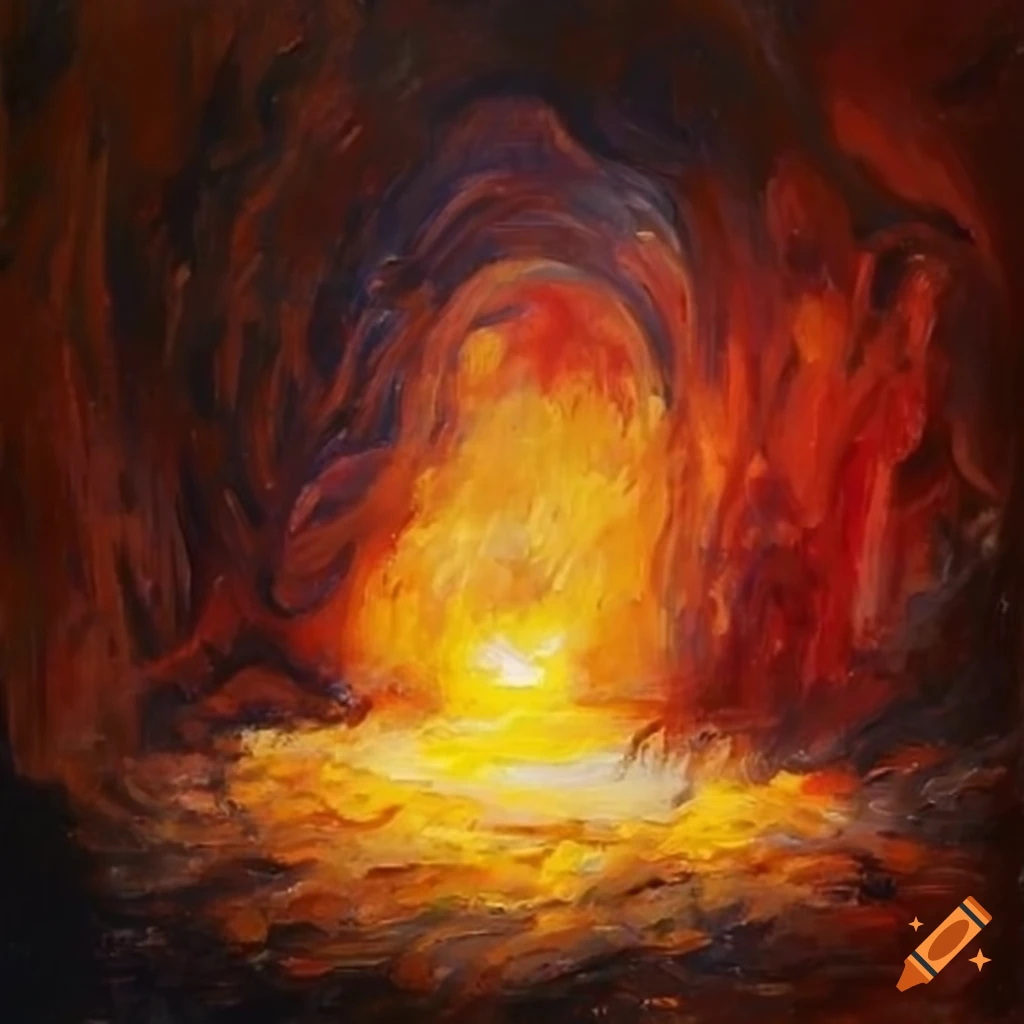 Oil painting representing the complementarity between aromas and fire ...