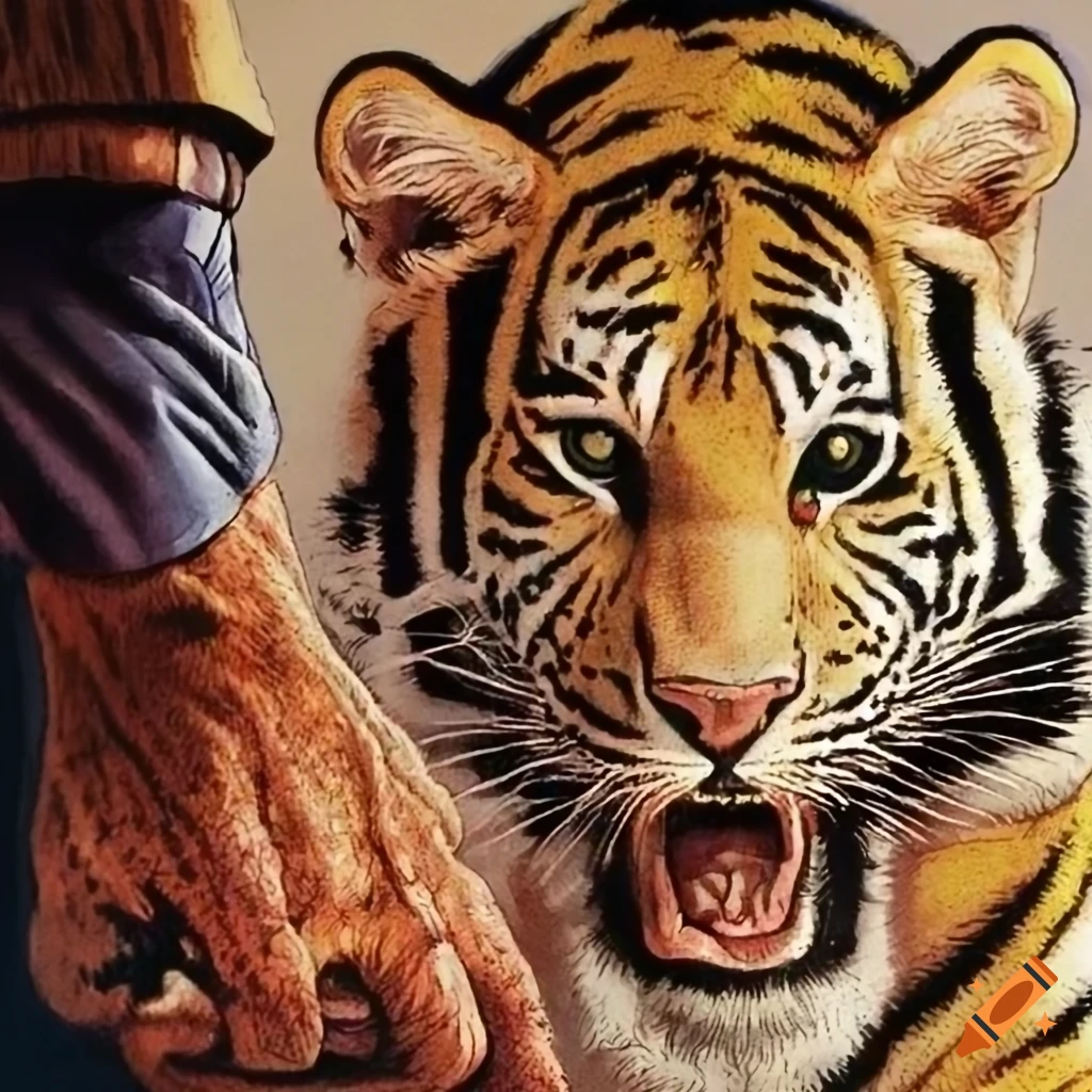 Tiger luck from Noir graphic novel by Norman Rockwell on Craiyon