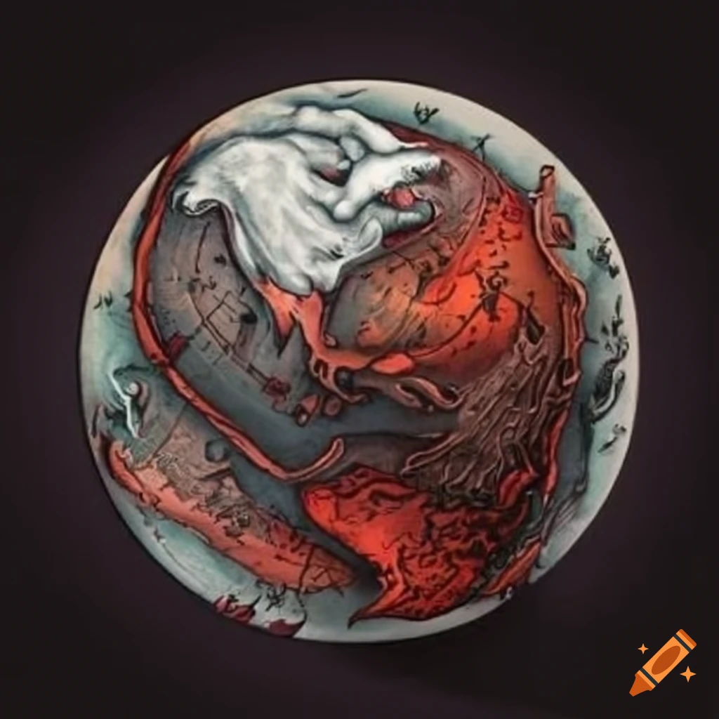 Globe depicting a hell map in a 15th century style on Craiyon