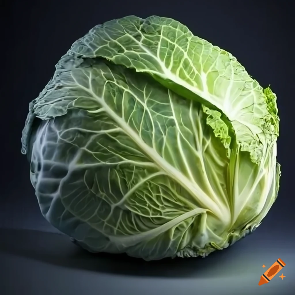 Full-size hyper-realistic and detailed cabbage visual overhaul on Craiyon
