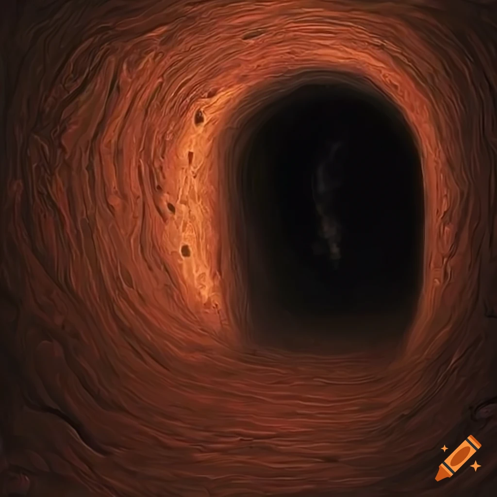 Abstract artwork with mysterious tunnels on a barren landscape on Craiyon