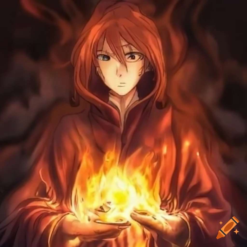 Anime rendition of prophet elijah holding fire on Craiyon