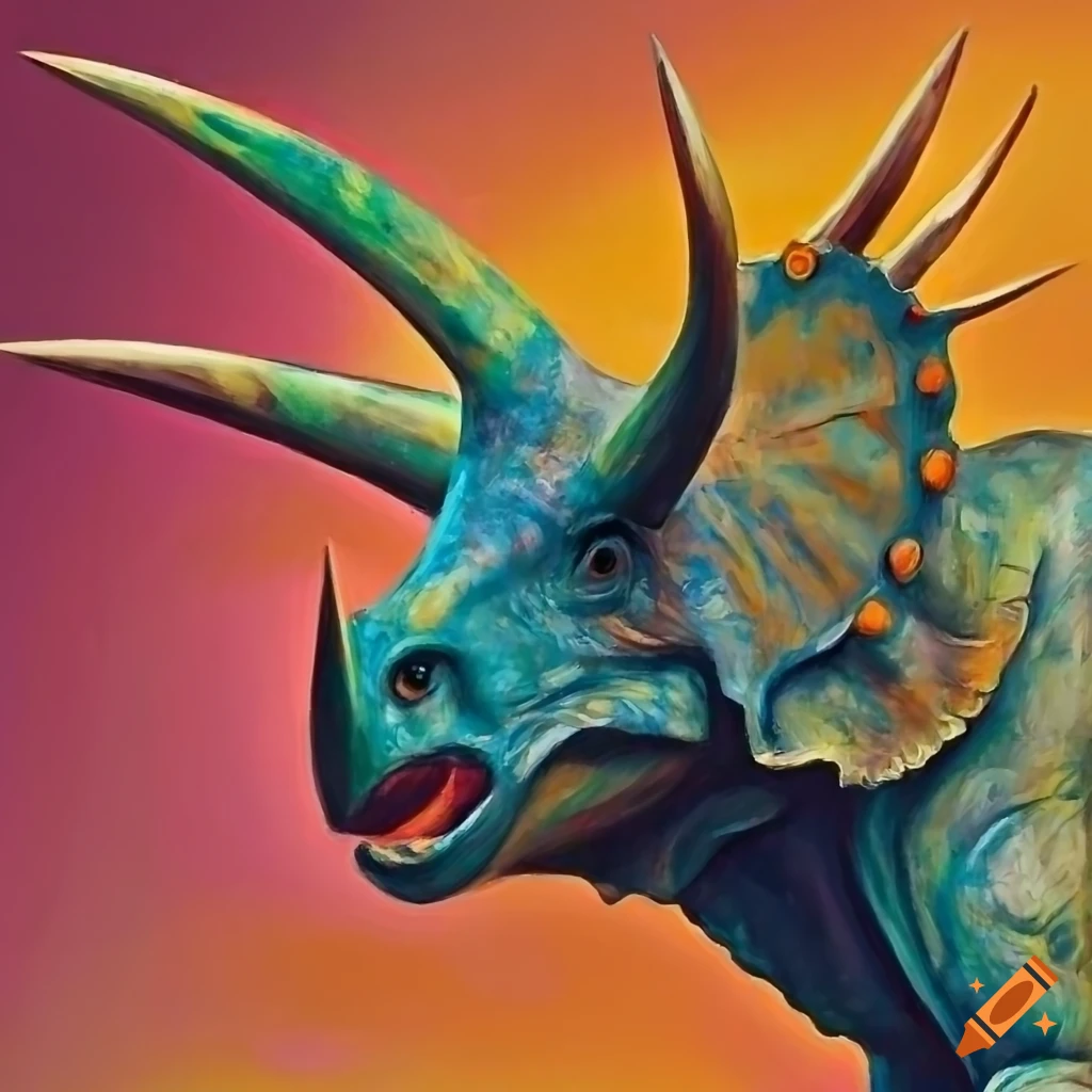 Triceratops portrait in the style of renoir on Craiyon