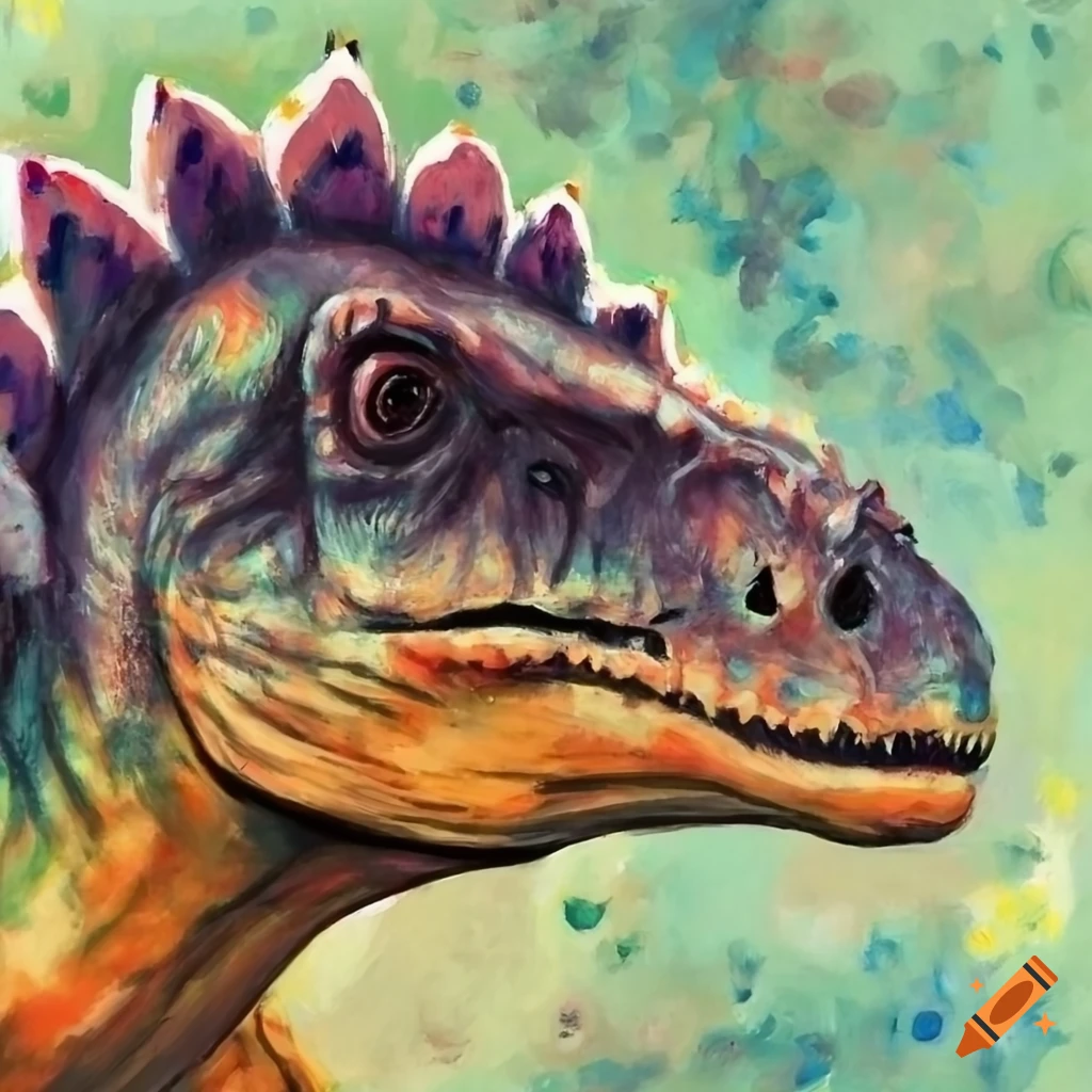 Stegosaurus dinosaur portrait in the style of renoir on Craiyon