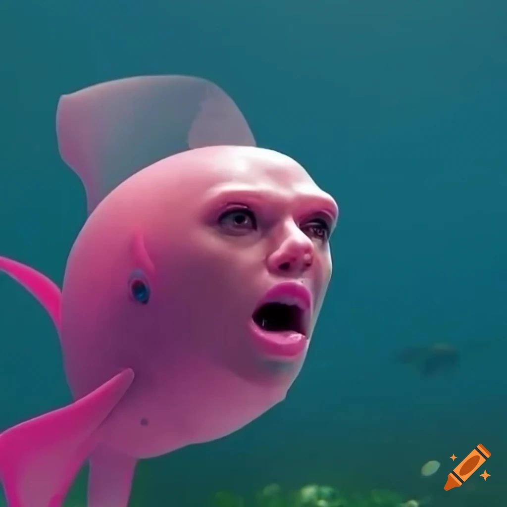 Scarlett Johansson transforming into a rubber fish with a human face ...