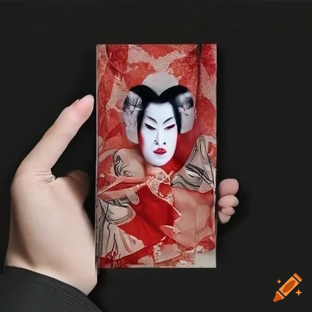 Kabuki theater mask with multiple heads and large hands on Craiyon