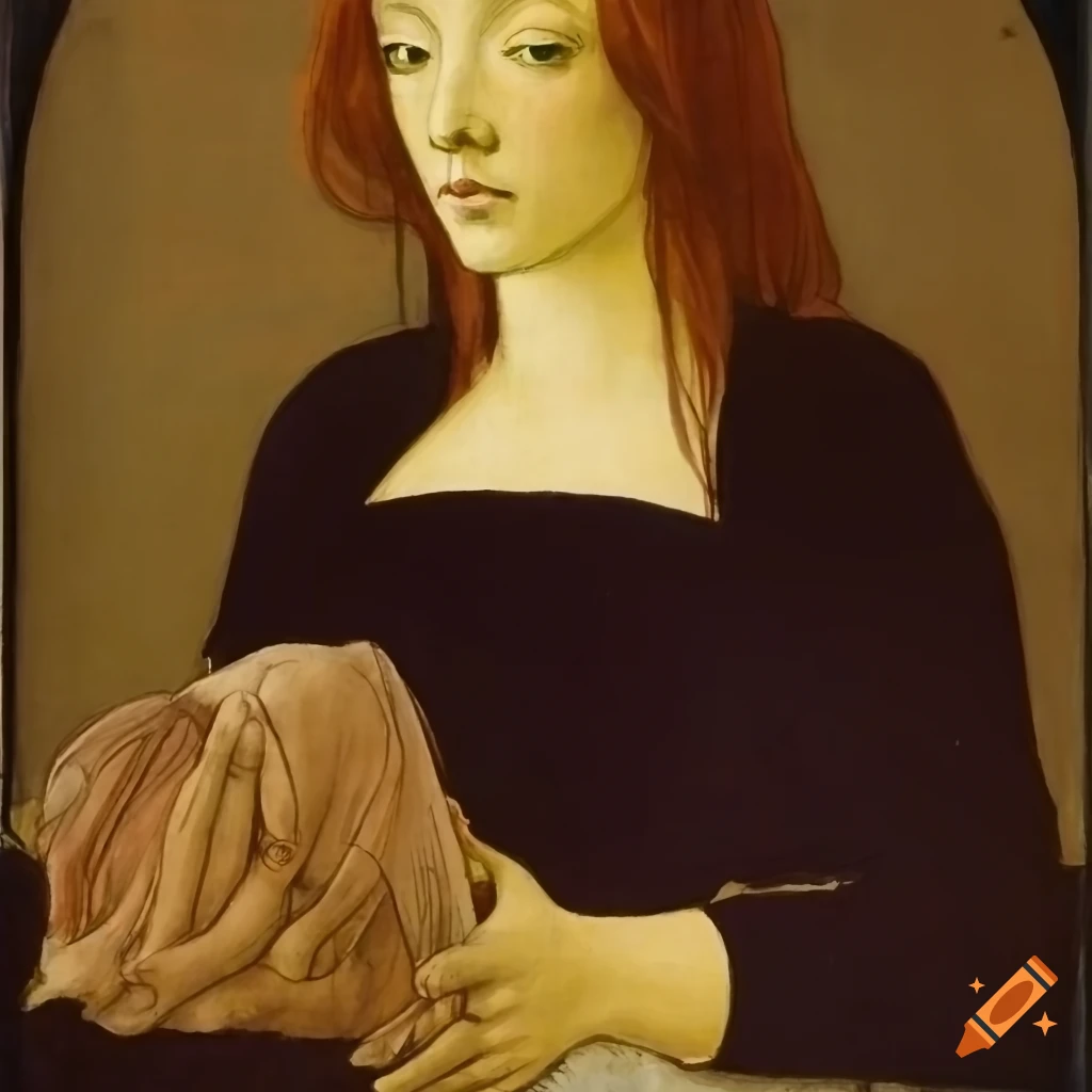 Group of pouty pre-raphaelite young ladies with long hair in the style ...