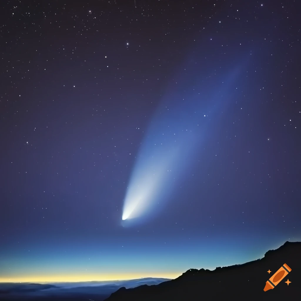 Comet in the sky above a landscape in 4k wallpaper on Craiyon