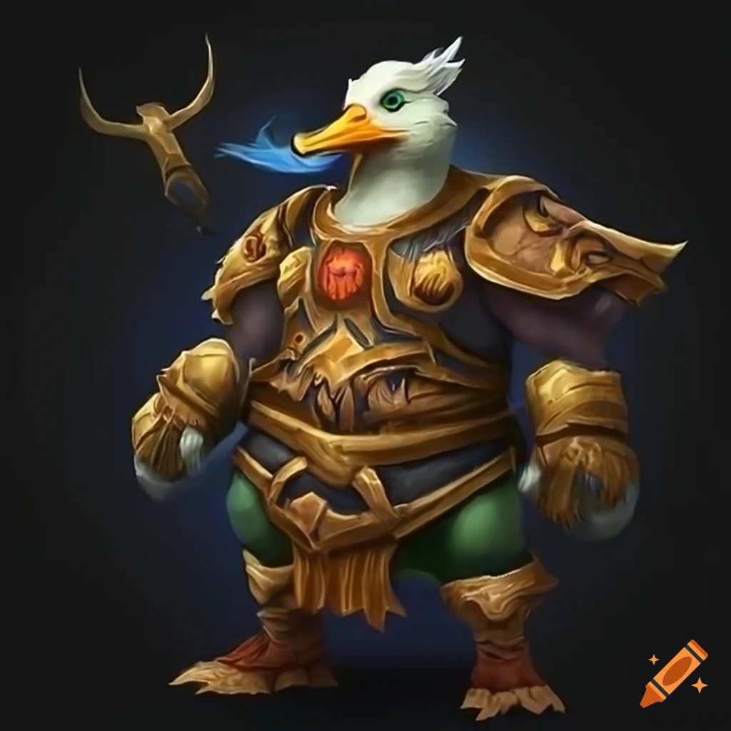 Duck warrior inspired by world of warcraft artwork on Craiyon