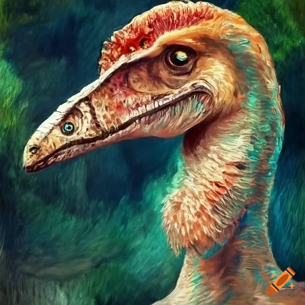 Archaeopteryx portrait in impressionistic style like renoir on Craiyon