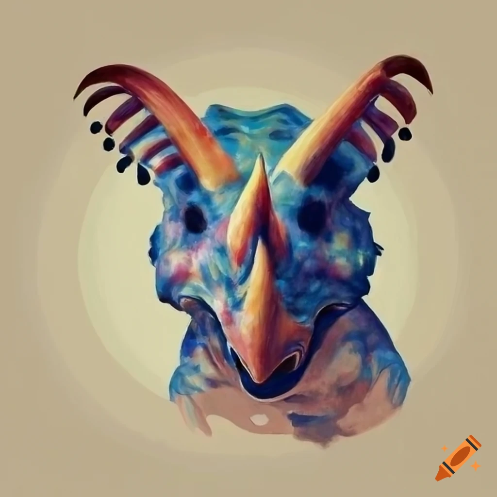 Triceratops dinosaur portrait in the style of Renoir on Craiyon