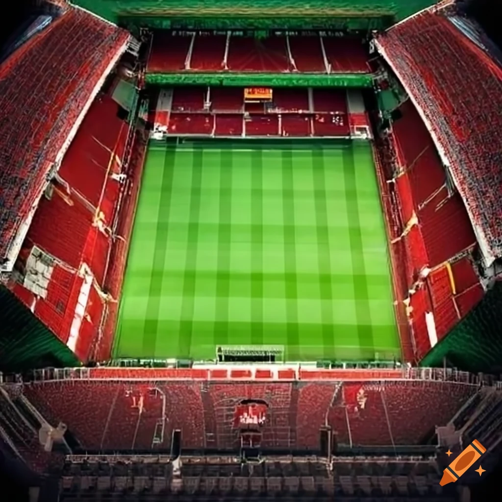 Aerial view of a full stadium during a Liverpool game in digital ...