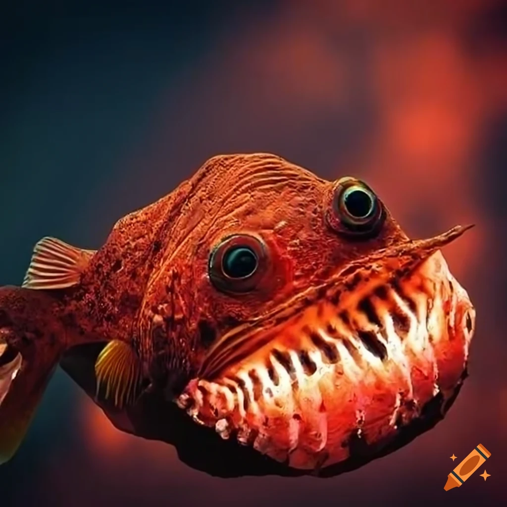 Fish swimming in lava on Craiyon