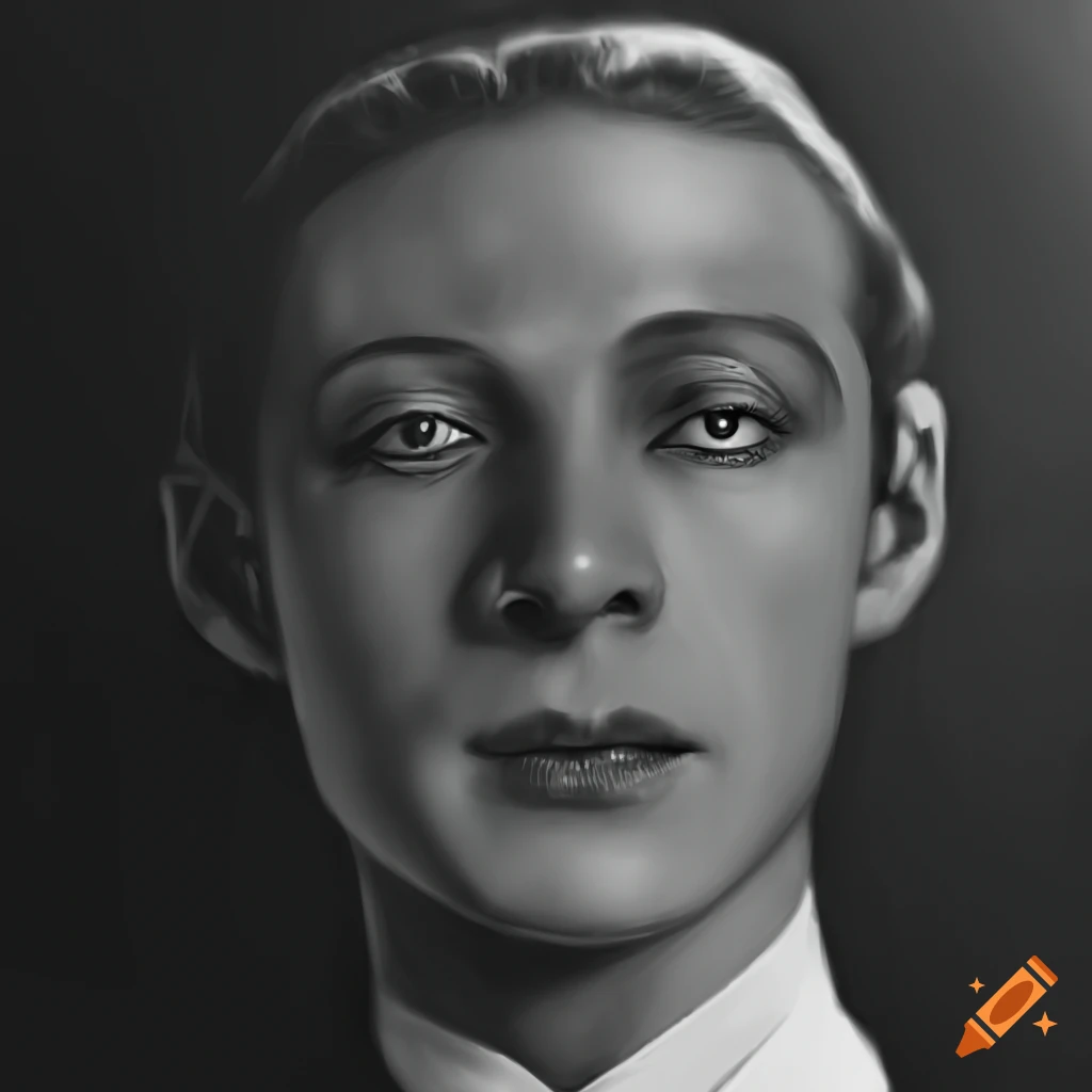 Black and white portrait of 1920s silent film star rudolph valentino on ...