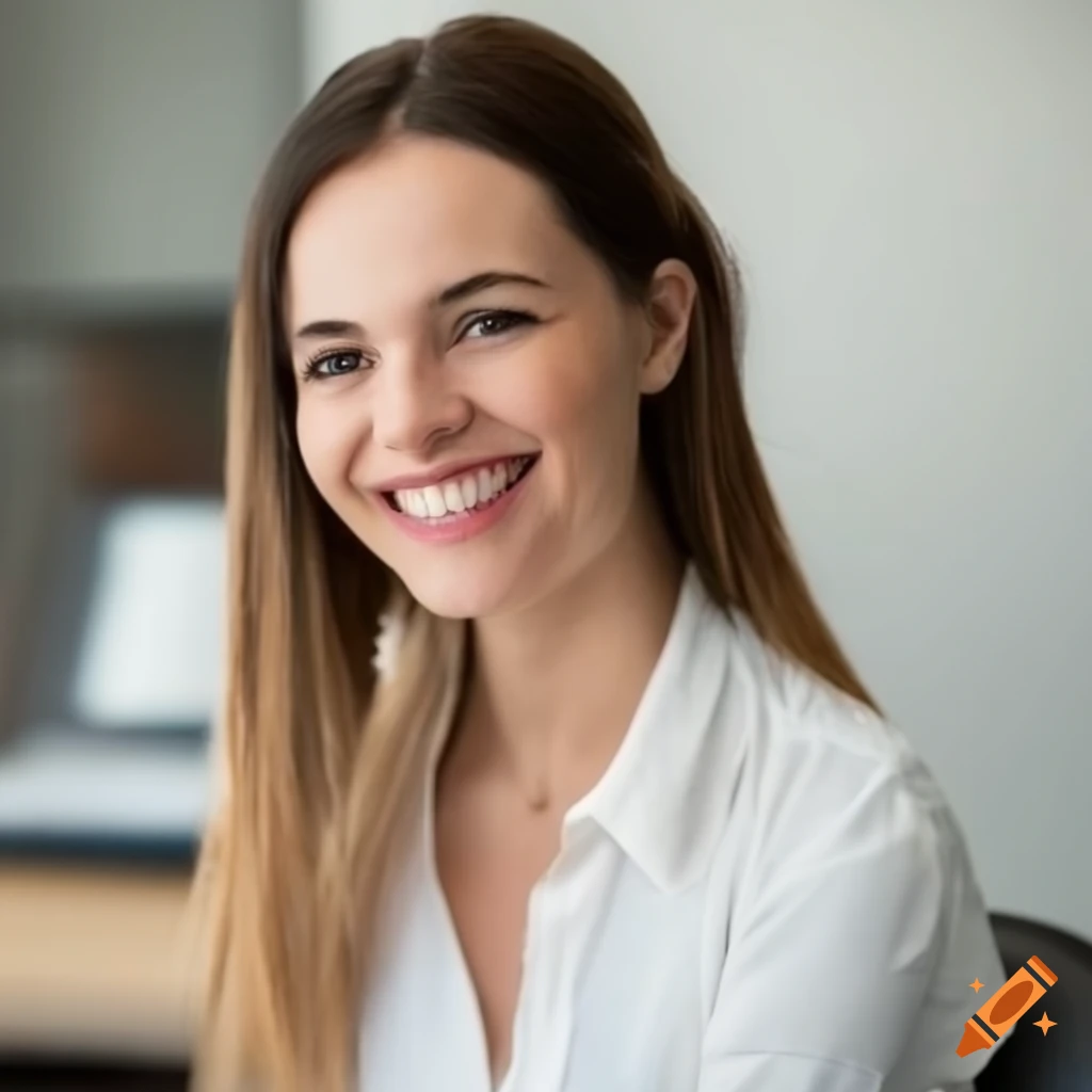 Professional headshot of a smiling woman recruiter for linkedin profile on Craiyon