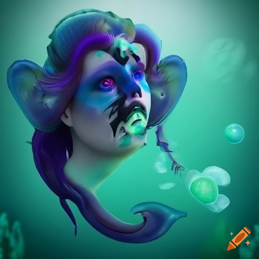 Within this shimmery forest emerges a vision - a mermaid goddess with ...