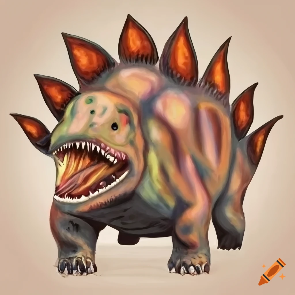 Stegosaurus dinosaur portrait in the style of Renoir on Craiyon