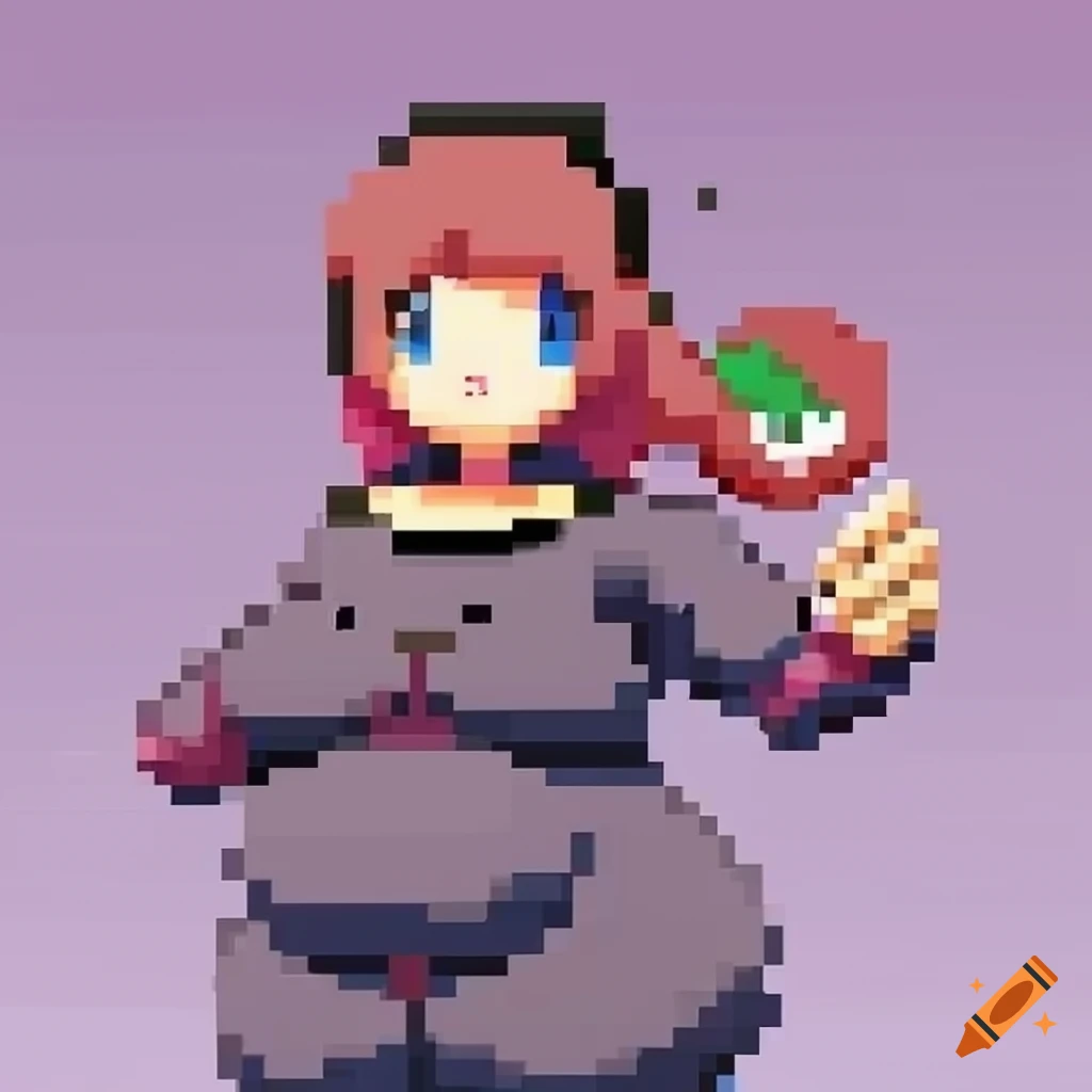 Full body pixel art of a female pokemon trainer on Craiyon