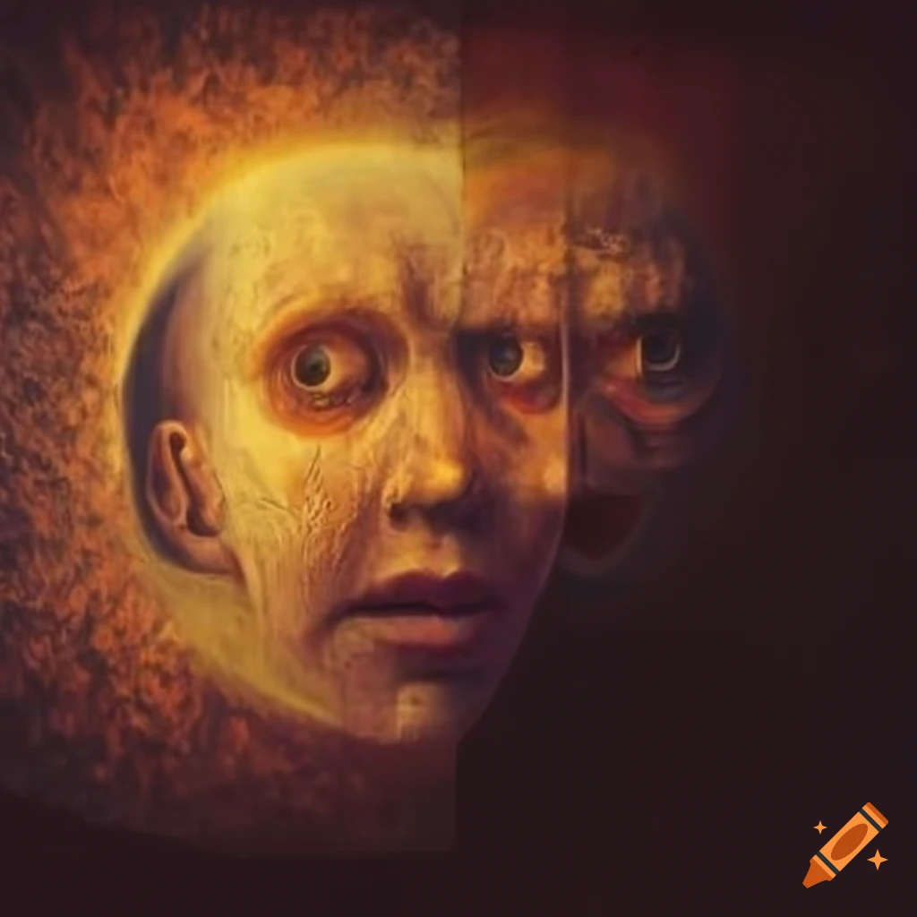 Abstract artwork with mysterious tunnels on a barren landscape on Craiyon