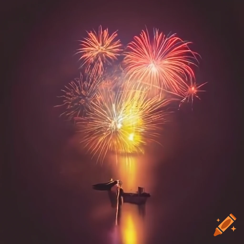 New year's eve fireworks seen through a window on Craiyon