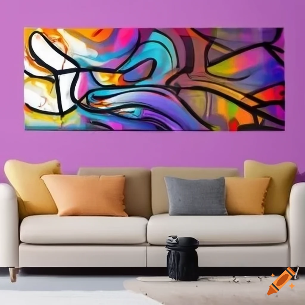Colorful and abstract graffiti canvas with intricate patterns on Craiyon