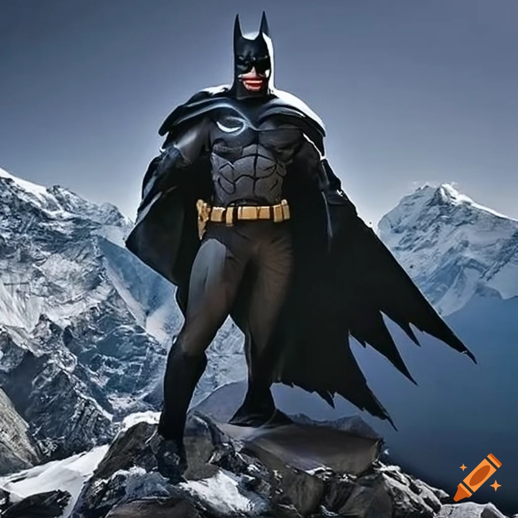 Batman standing on top of mount everest on Craiyon