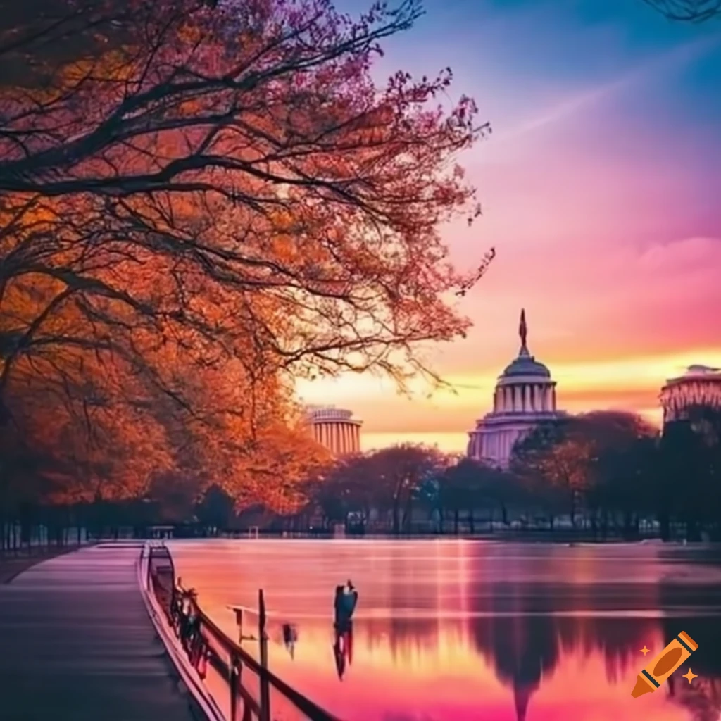 Romantic atmosphere in a beautiful washington dc park on Craiyon