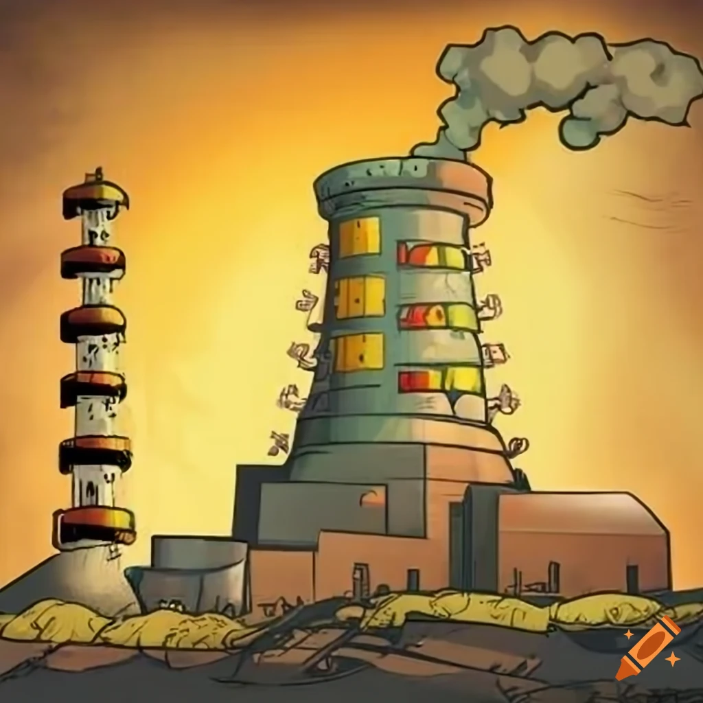Cartoon depiction of Chernobyl disaster on Craiyon