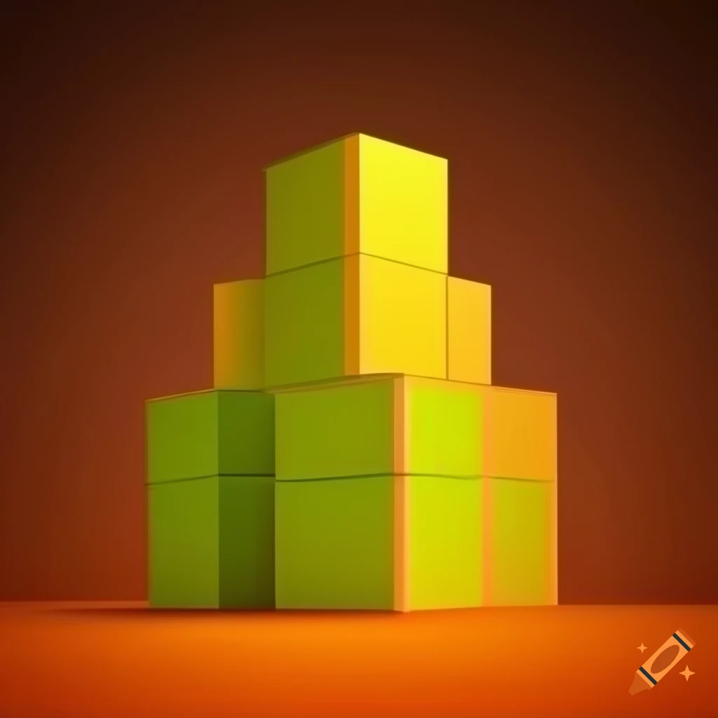 Green block-building phenomenon on orange gradient background on Craiyon