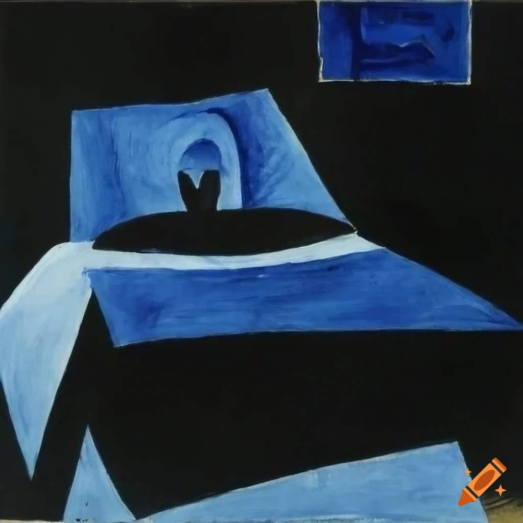 Pablo picasso inspired bedroom with cubism art in indigo and pitch ...
