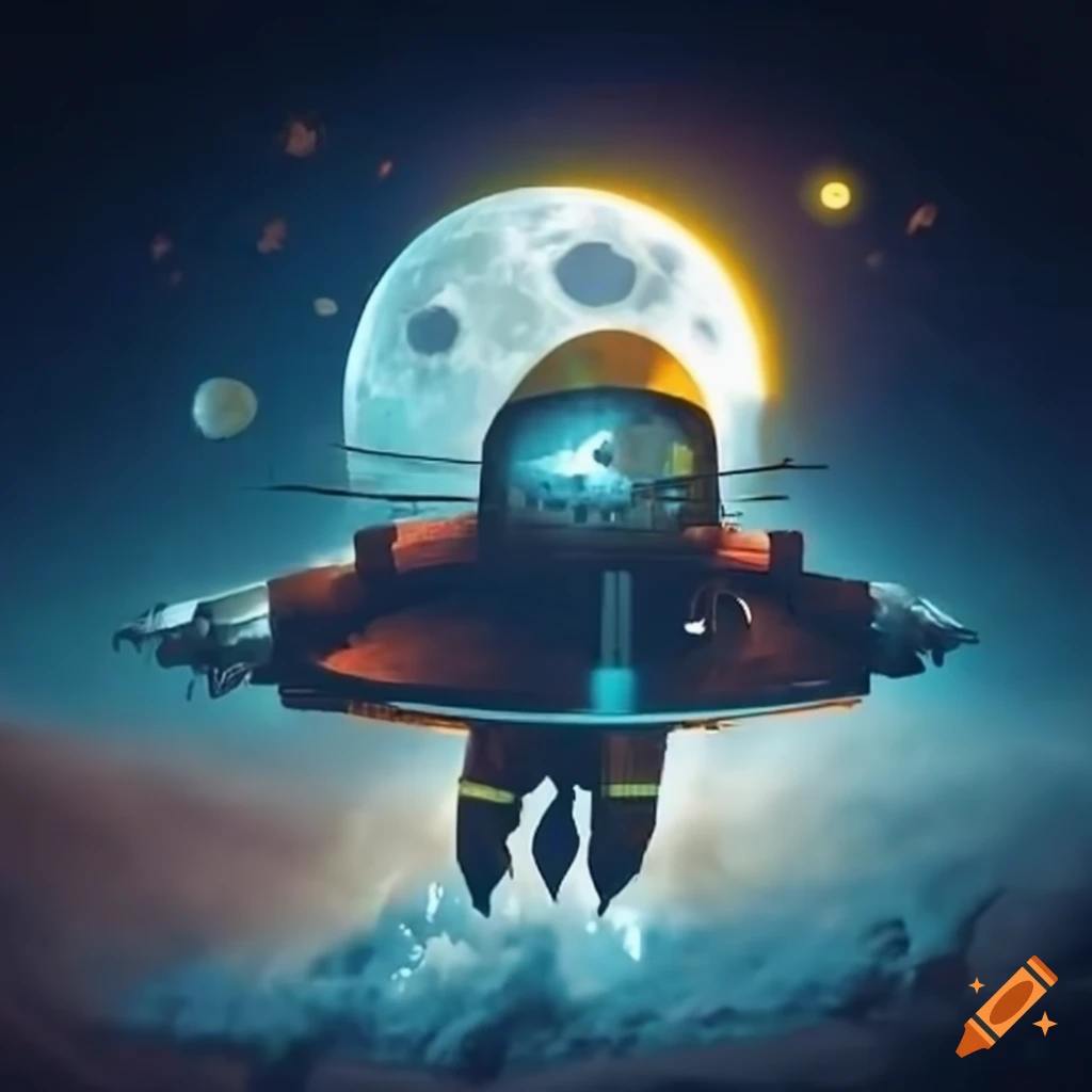 Firefighters in a spaceship on the moon on Craiyon