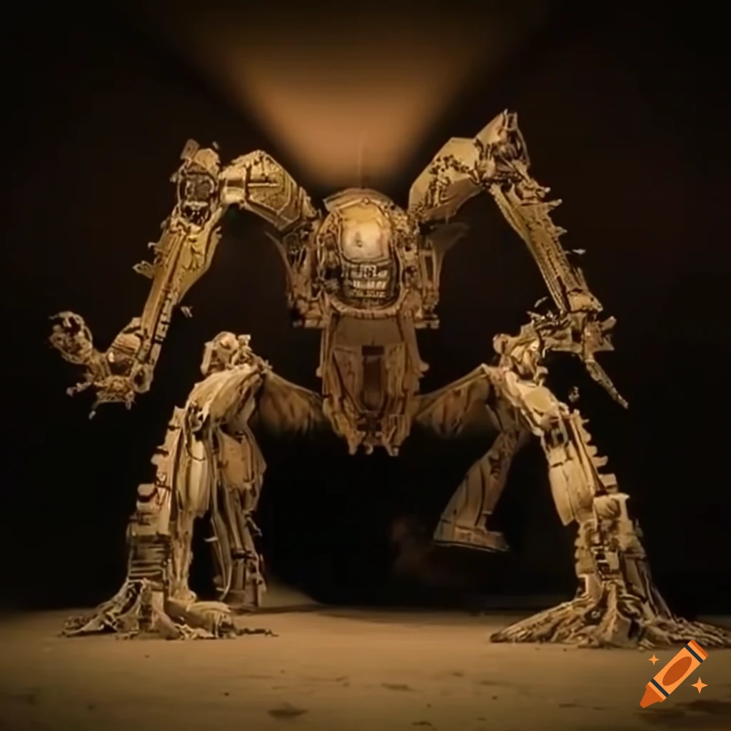 Massive titan emerging from the ground ready for battle on Craiyon