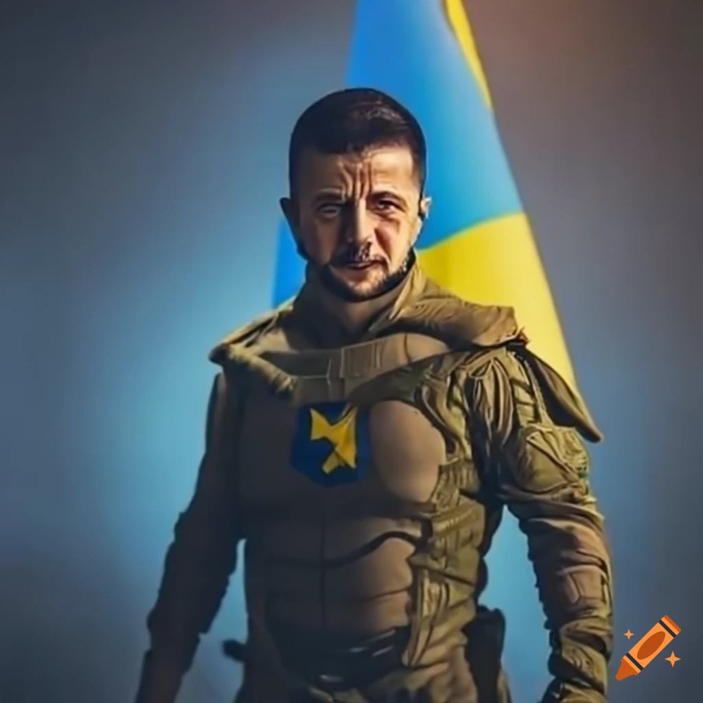 Volodymyr zelenskyy proudly wearing the ukrainian flag and a superhero ...