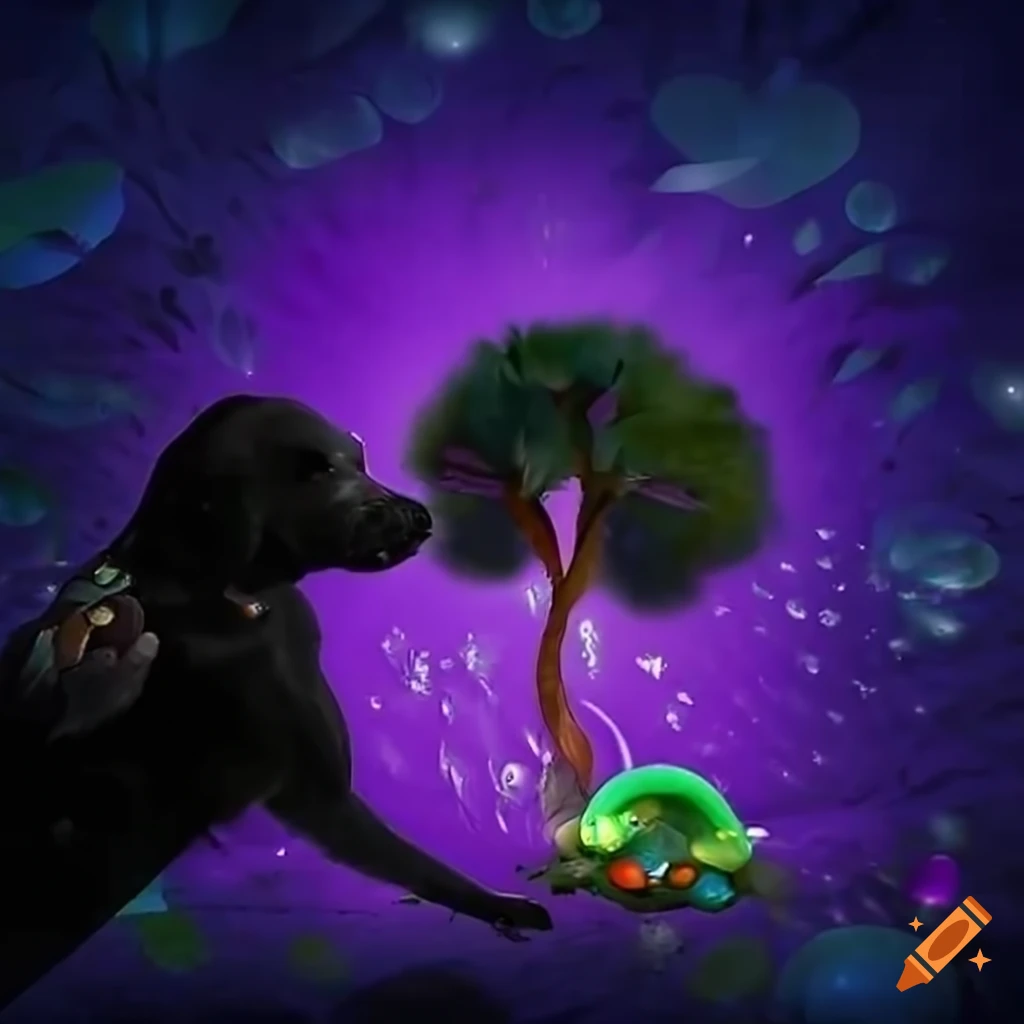 🌲🏞️ picture a captivating scene with a black labrador retriever as the ...