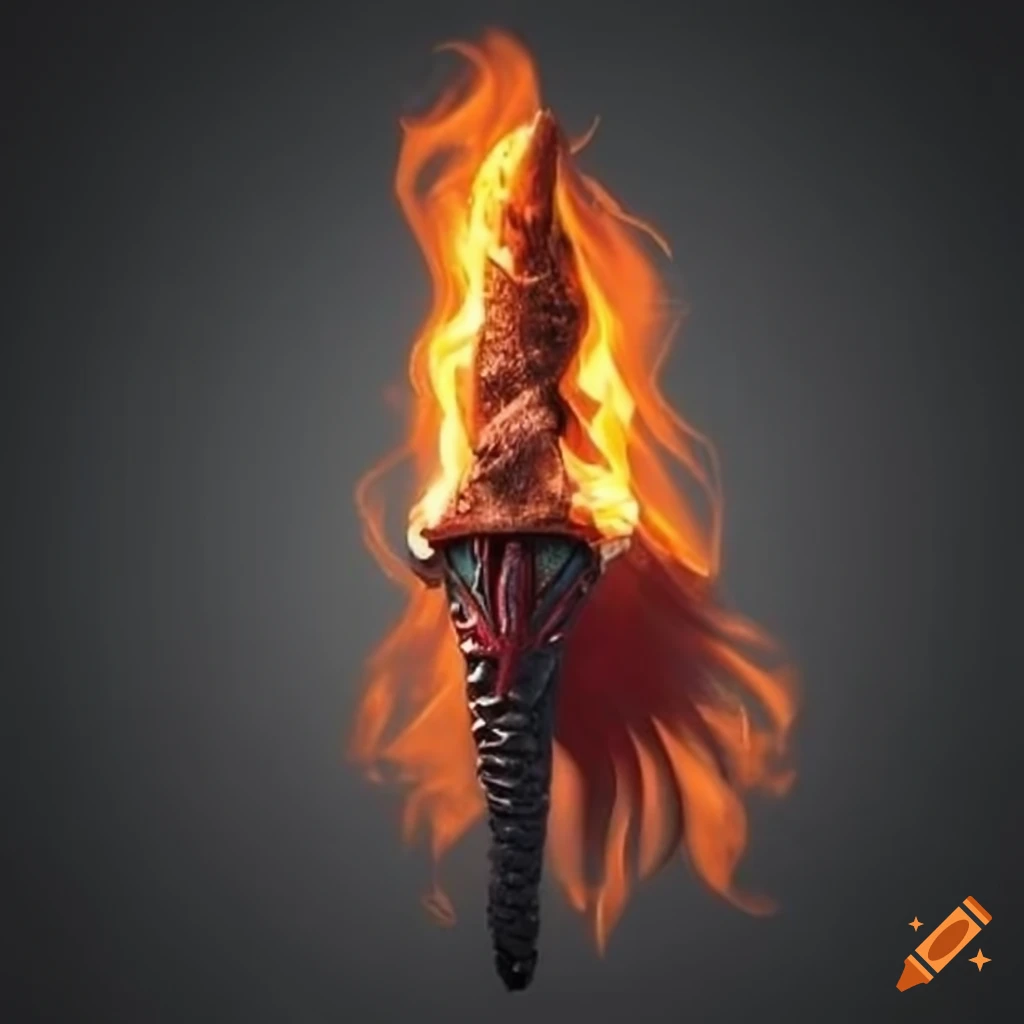 Macuahuitl weapon with fire on Craiyon