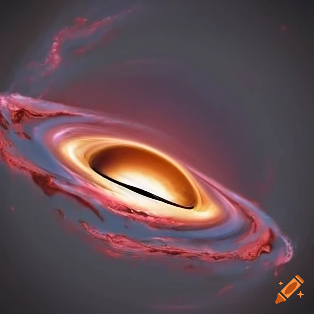 Red line splashing into a black hole in a galaxy on Craiyon