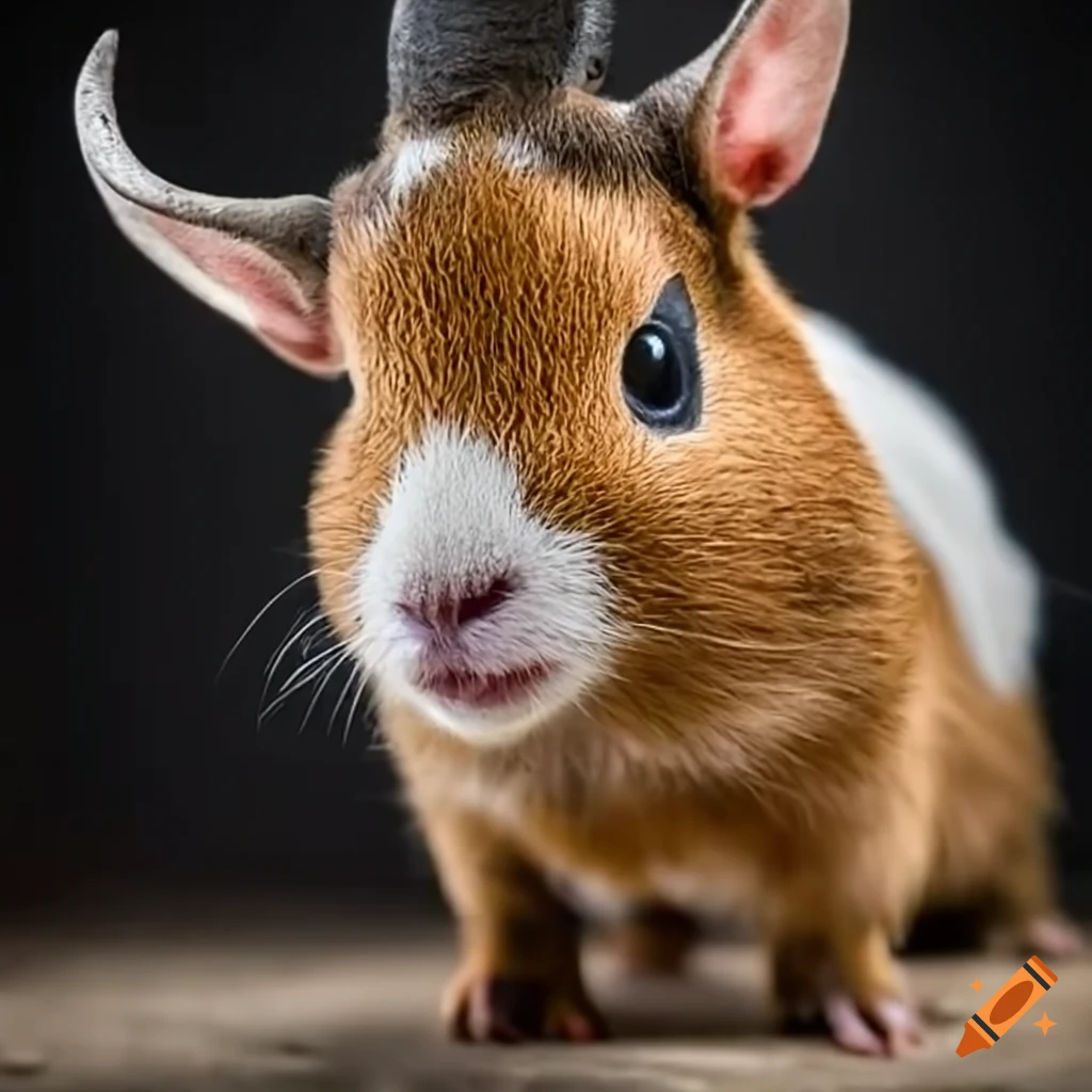 Goat-guinea pig hybrid with hooves and stubby horns on Craiyon