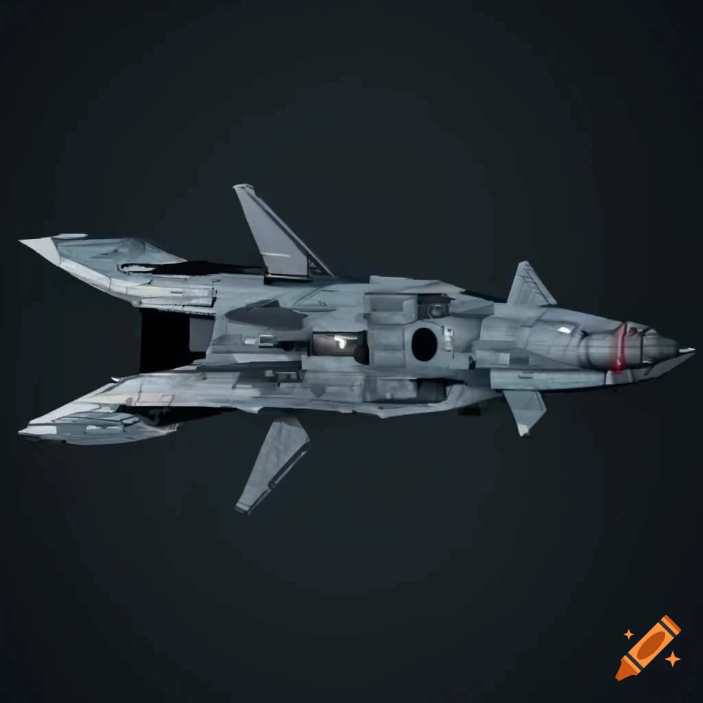 Top-down view of a futuristic fighter jet on Craiyon