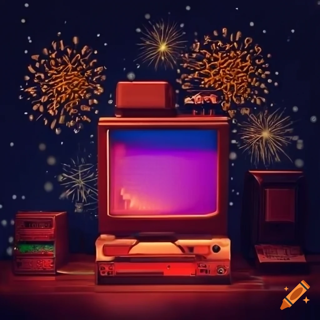 New year retro pc hardware wallpaper on Craiyon