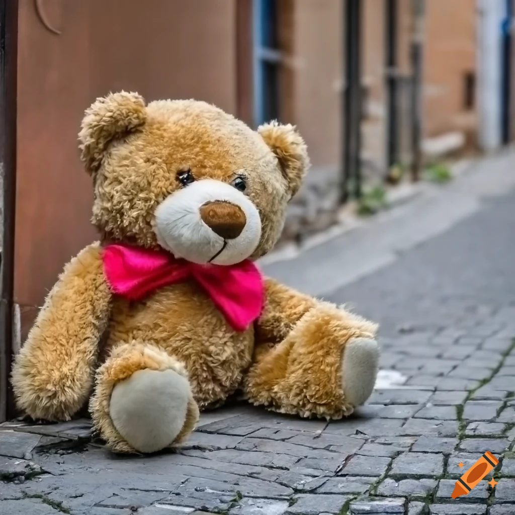 Sad teddy bear in an alley captured with professional photography in ...