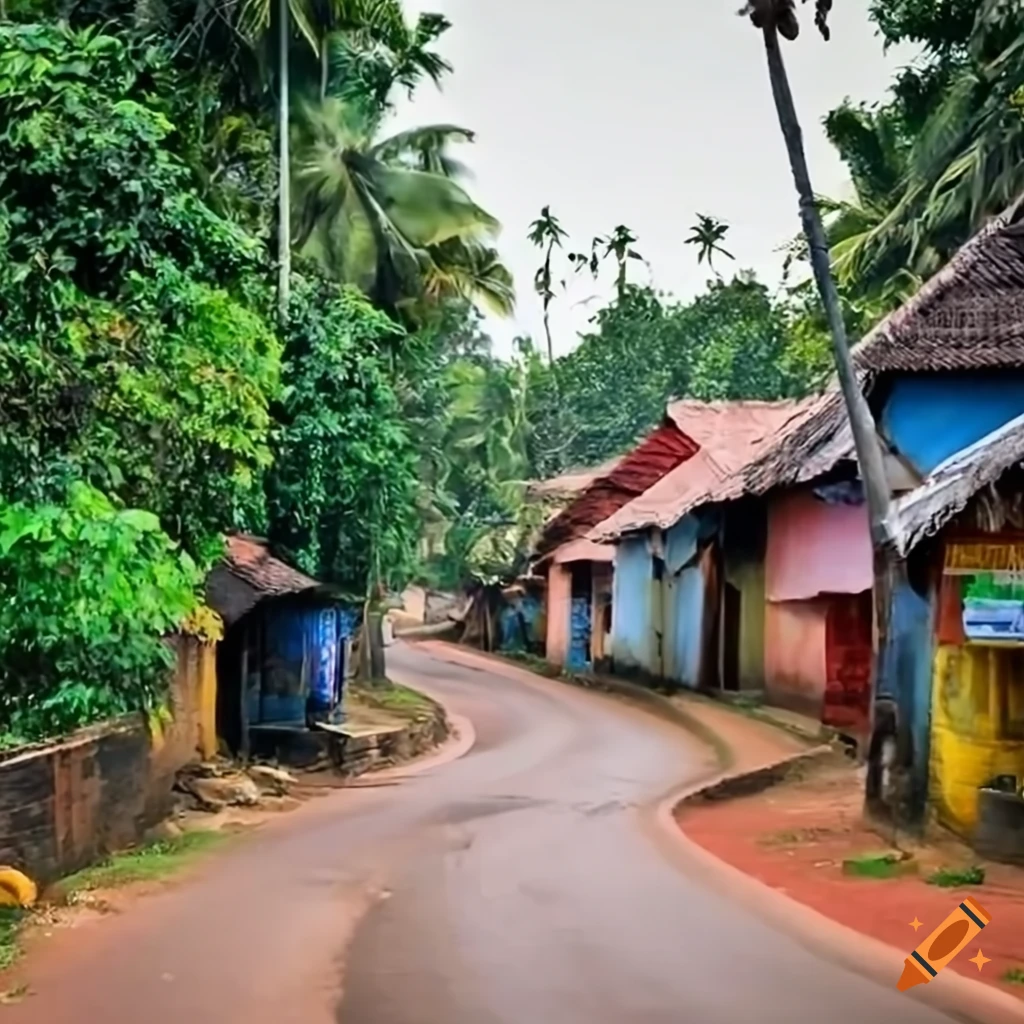 Kerala village street on Craiyon