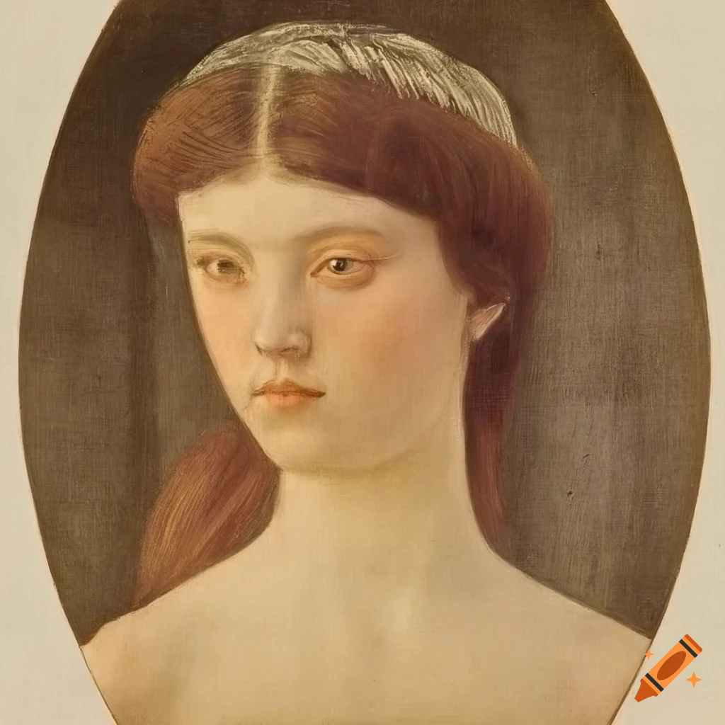 Group of pouty pre-raphaelite young ladies with long hair on Craiyon