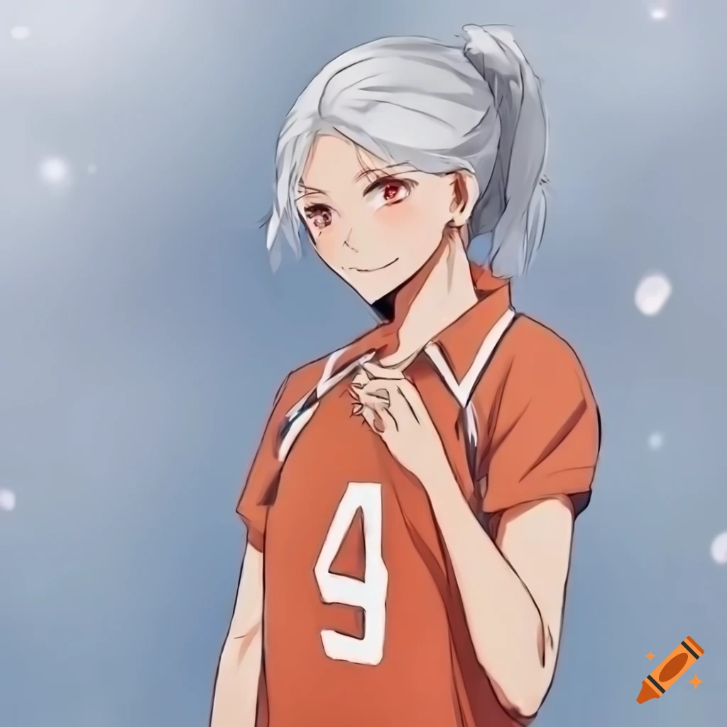 Anime girl with shoulder-length white hair and red eyes from haikyuu ...