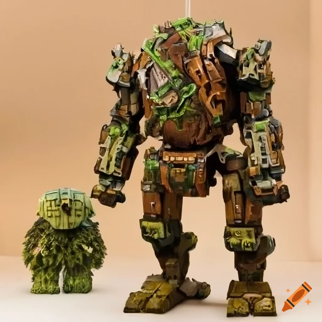 Large wooden mech suit Dungeons and Dragons character with moss and ...