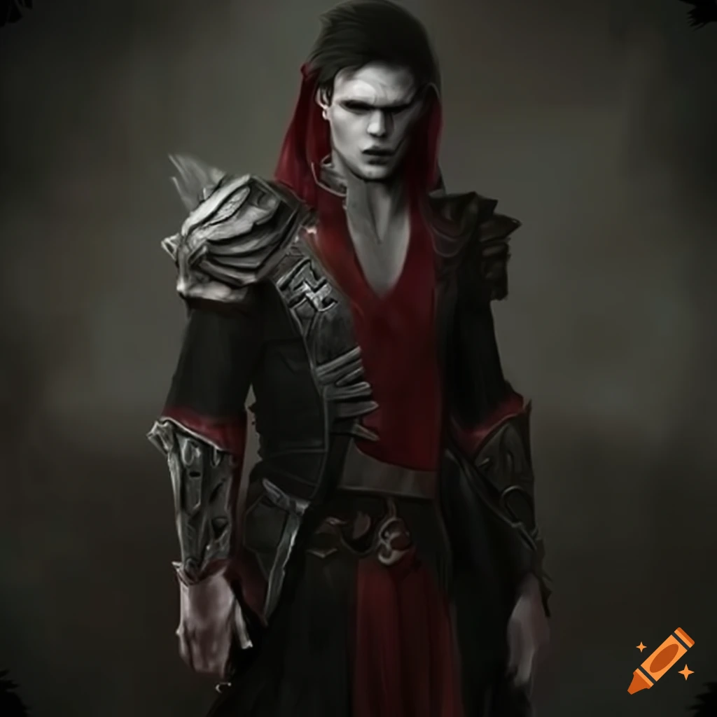Male vampire warrior character on Craiyon