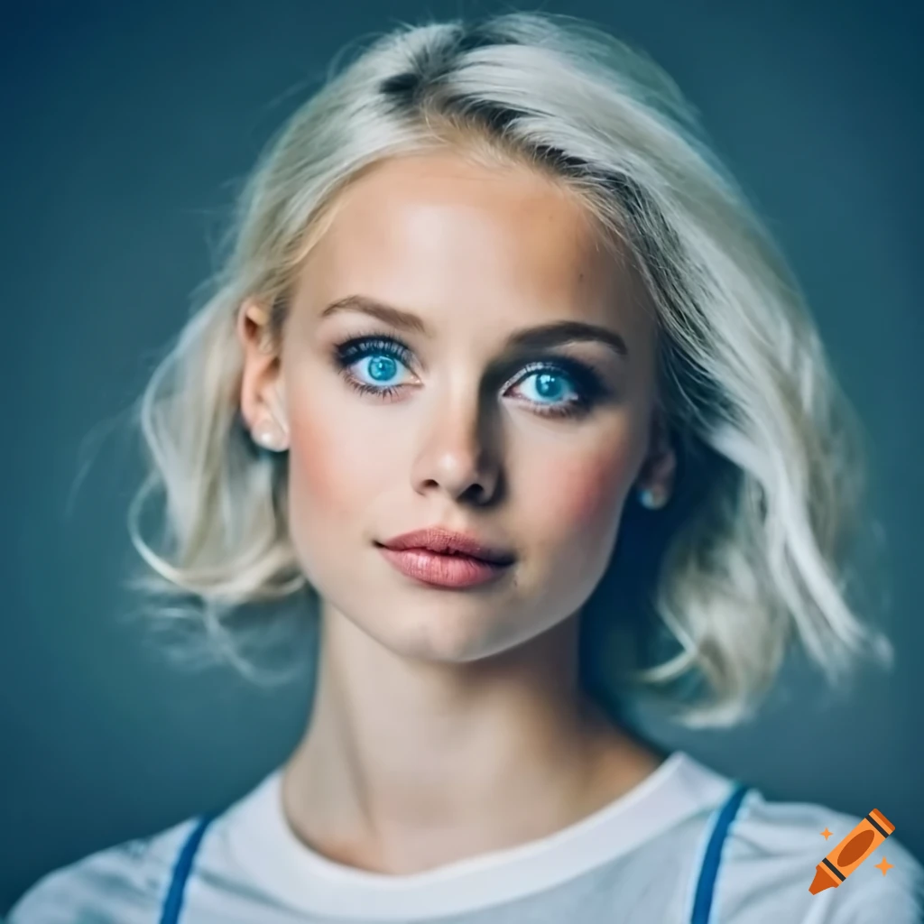 Smiling Swedish Girl With Blue Eyes And Platinum Hair On Craiyon