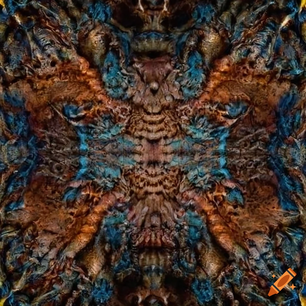 Symmetrical patterned crustacean shell texture on Craiyon