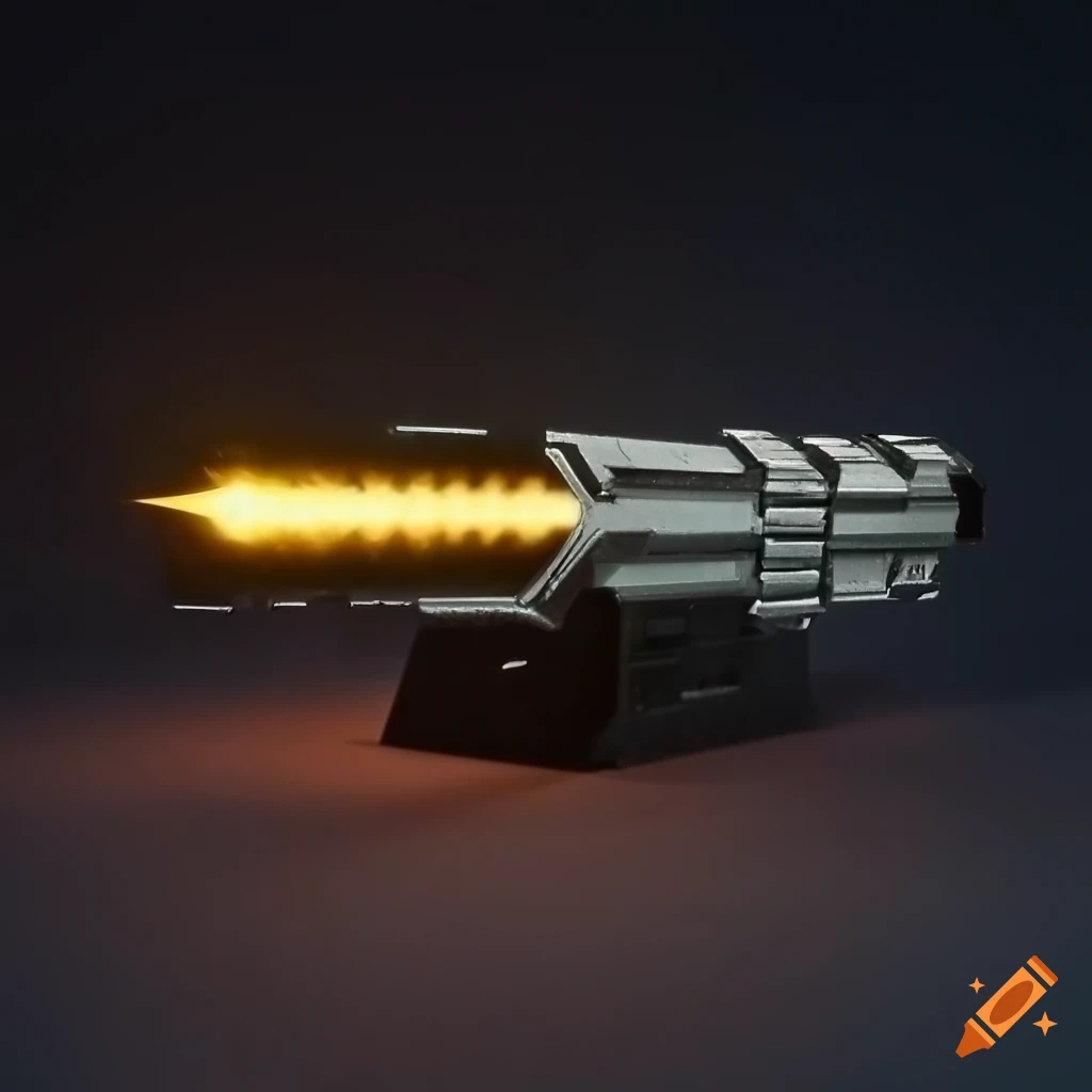 Sci-fi laser turbocannon with base in highly detailed isometric view on ...