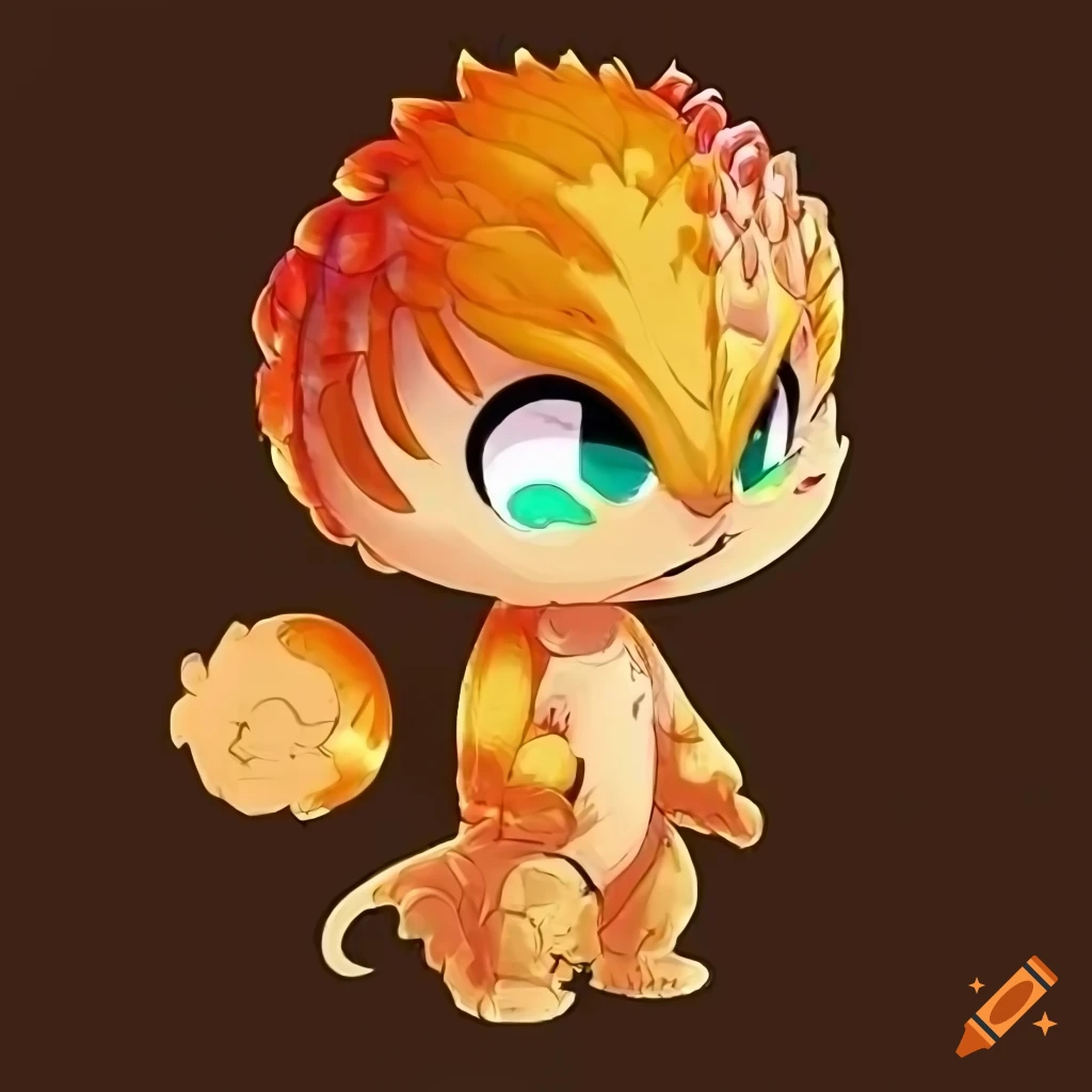 Cute anthro pangolin fursona with golden-orange fur in kemono style on ...