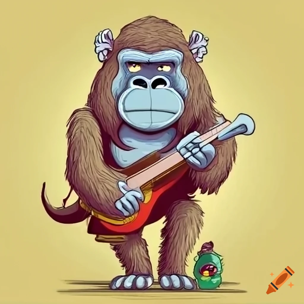 Gorilla playing an instrument on Craiyon
